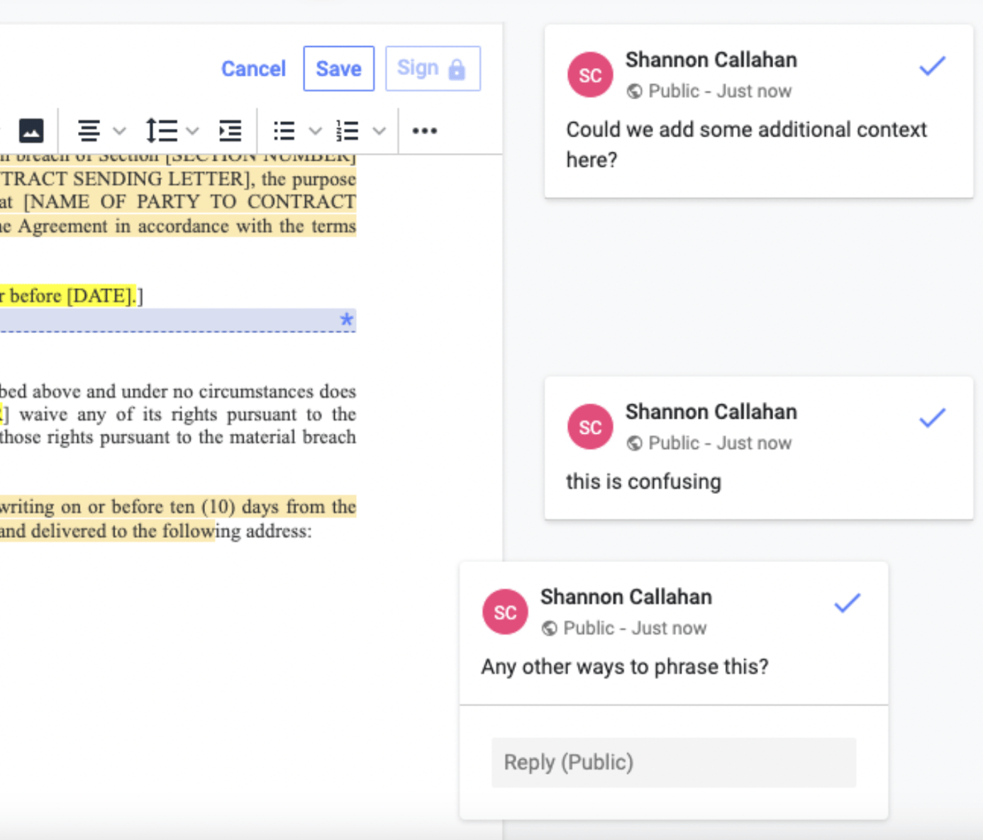 Commenting on a Document